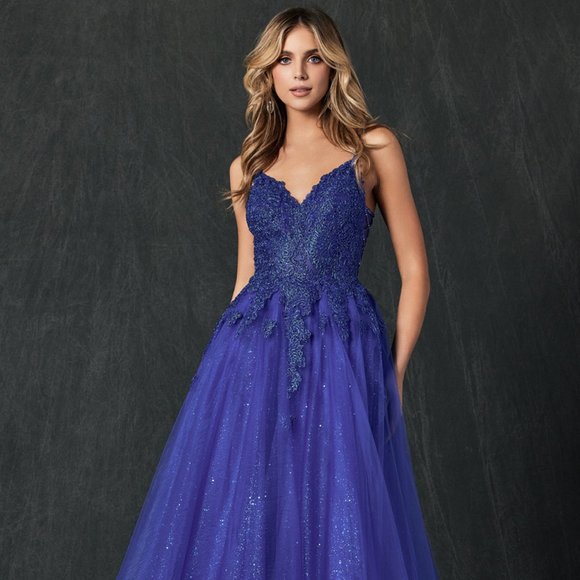 Dresses | Embroidered Bodice Tulle Prom Ball Gown With Sheer Side ...